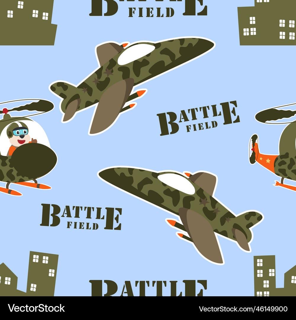 Seamless pattern of funny animal pilot Royalty Free Vector
