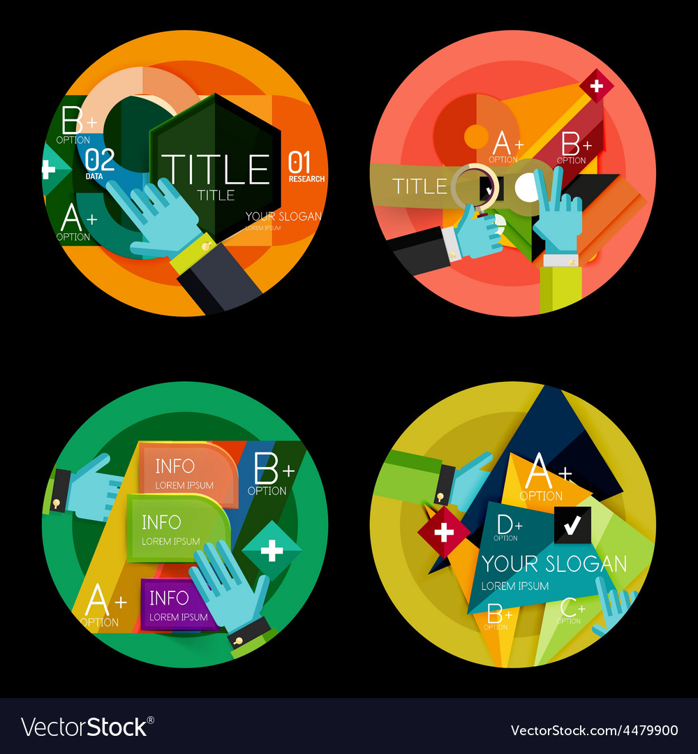 Set of flat design circle option infographics Vector Image