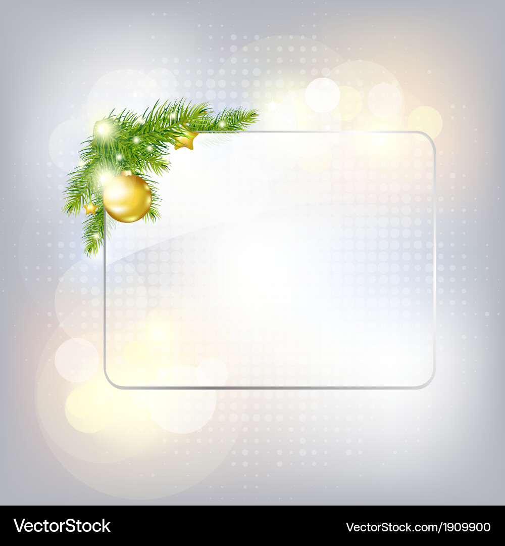 Silver new year gard with glass frame Royalty Free Vector