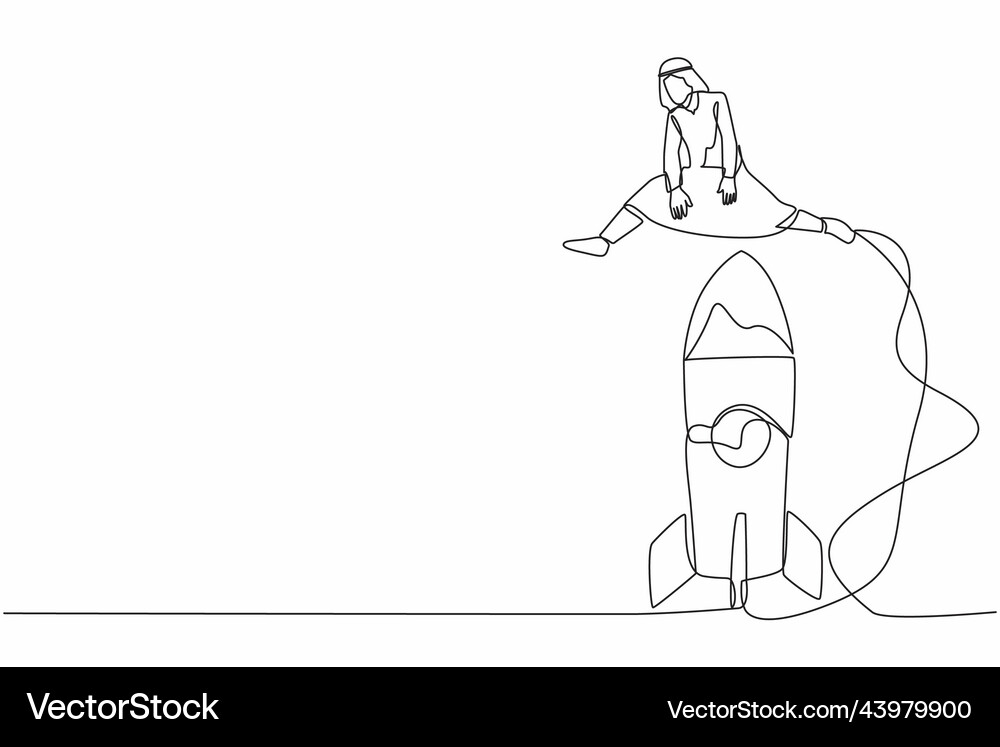 Single one line drawing arabian businessman Vector Image
