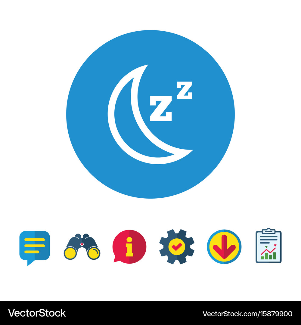 Sleep sign icon moon with zzz button Royalty Free Vector