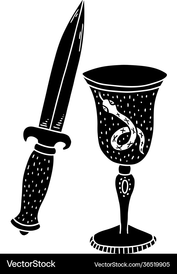 An ancient ritual knife and a sacrificial bowl Vector Image