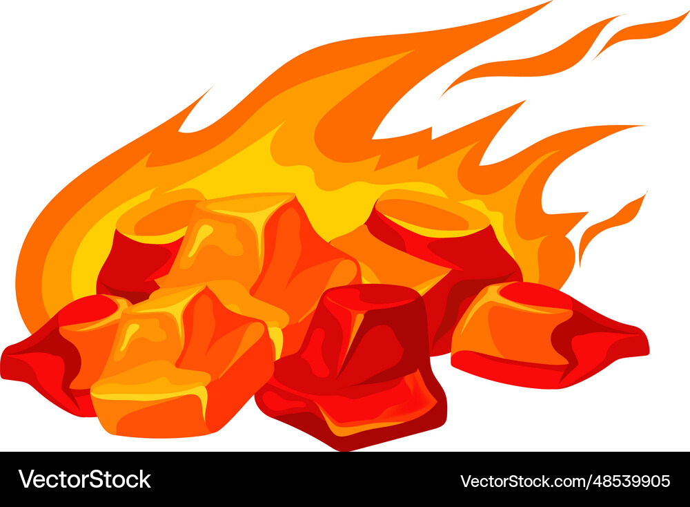Campfire on wind cartoon flame on hot burning Vector Image
