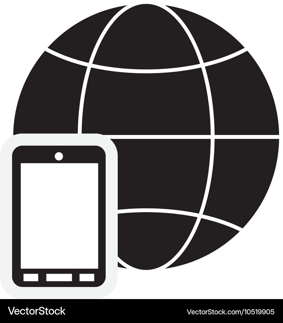 Earth globe diagram and cellphone icon Royalty Free Vector