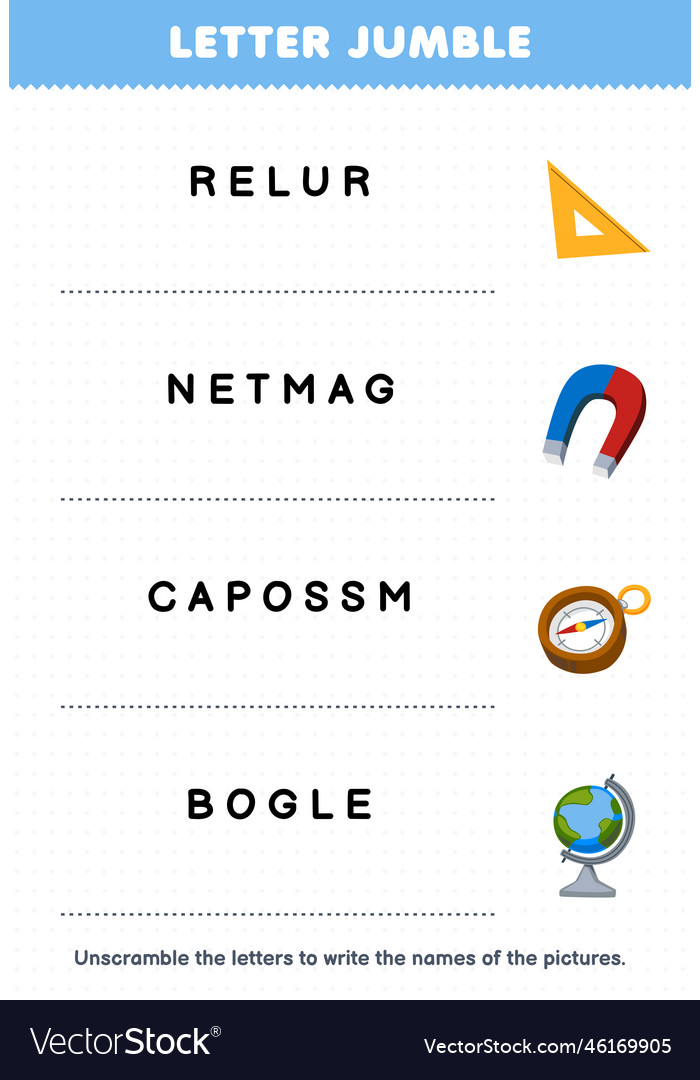 Education game for children letter jumble write Vector Image