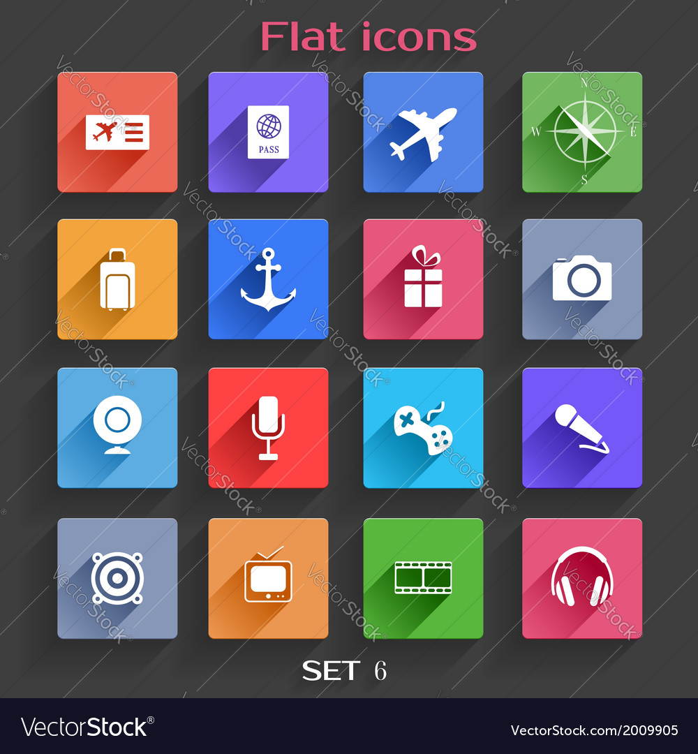 Flat application icons set 6 Royalty Free Vector Image