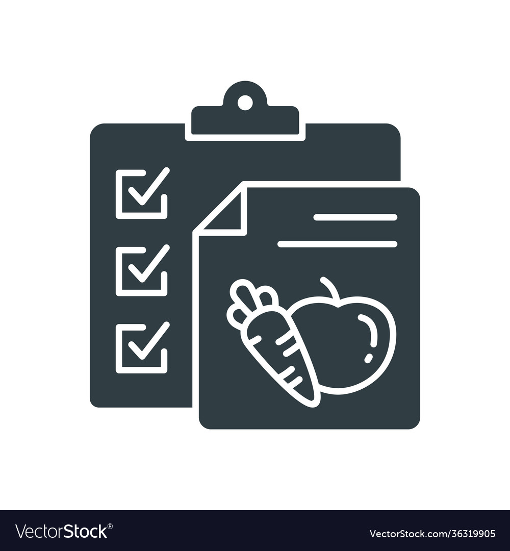 Healthy diet black glyph icon isolated Royalty Free Vector