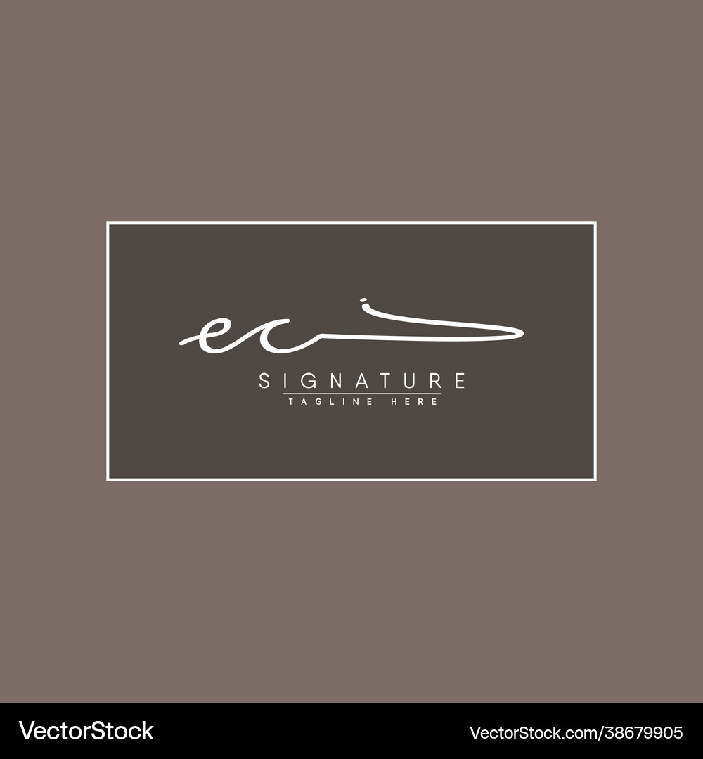 Initial letter ec logo - handwritten signature Vector Image