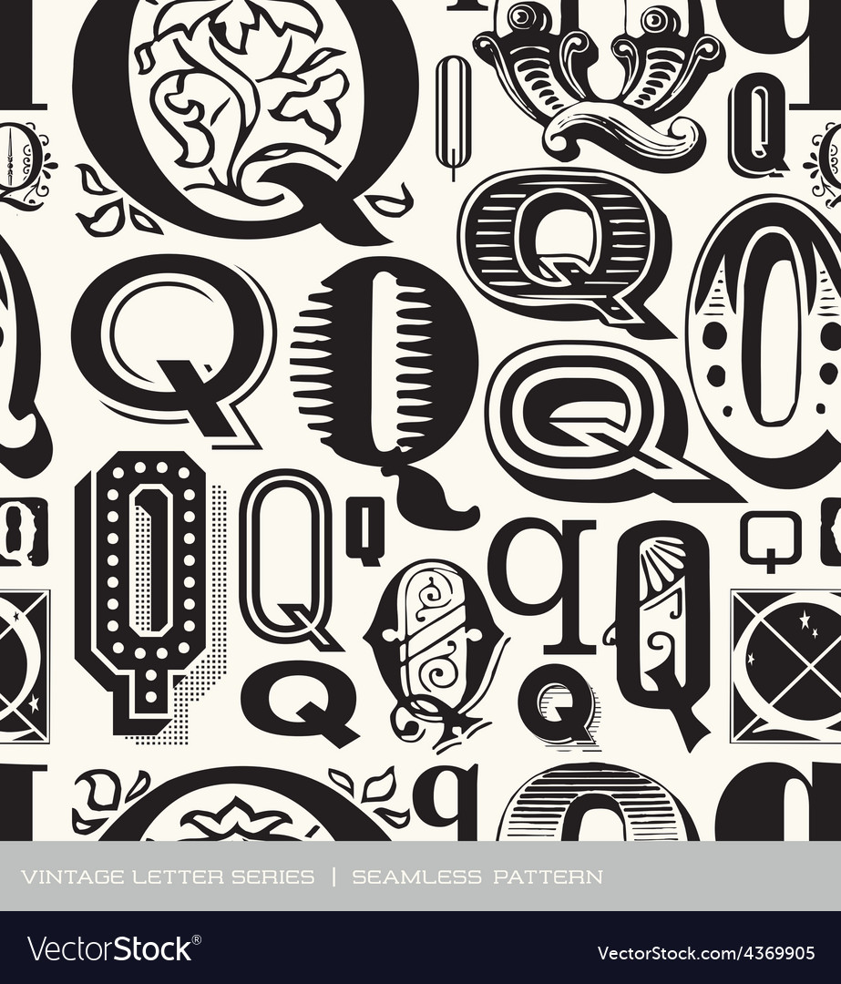 Seamless Vintage Pattern Letter Q Royalty Free Vector Image
