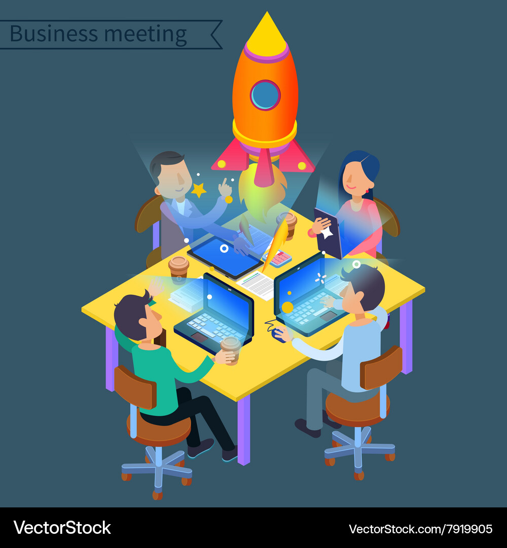 Successful business meeting isometric concept Vector Image
