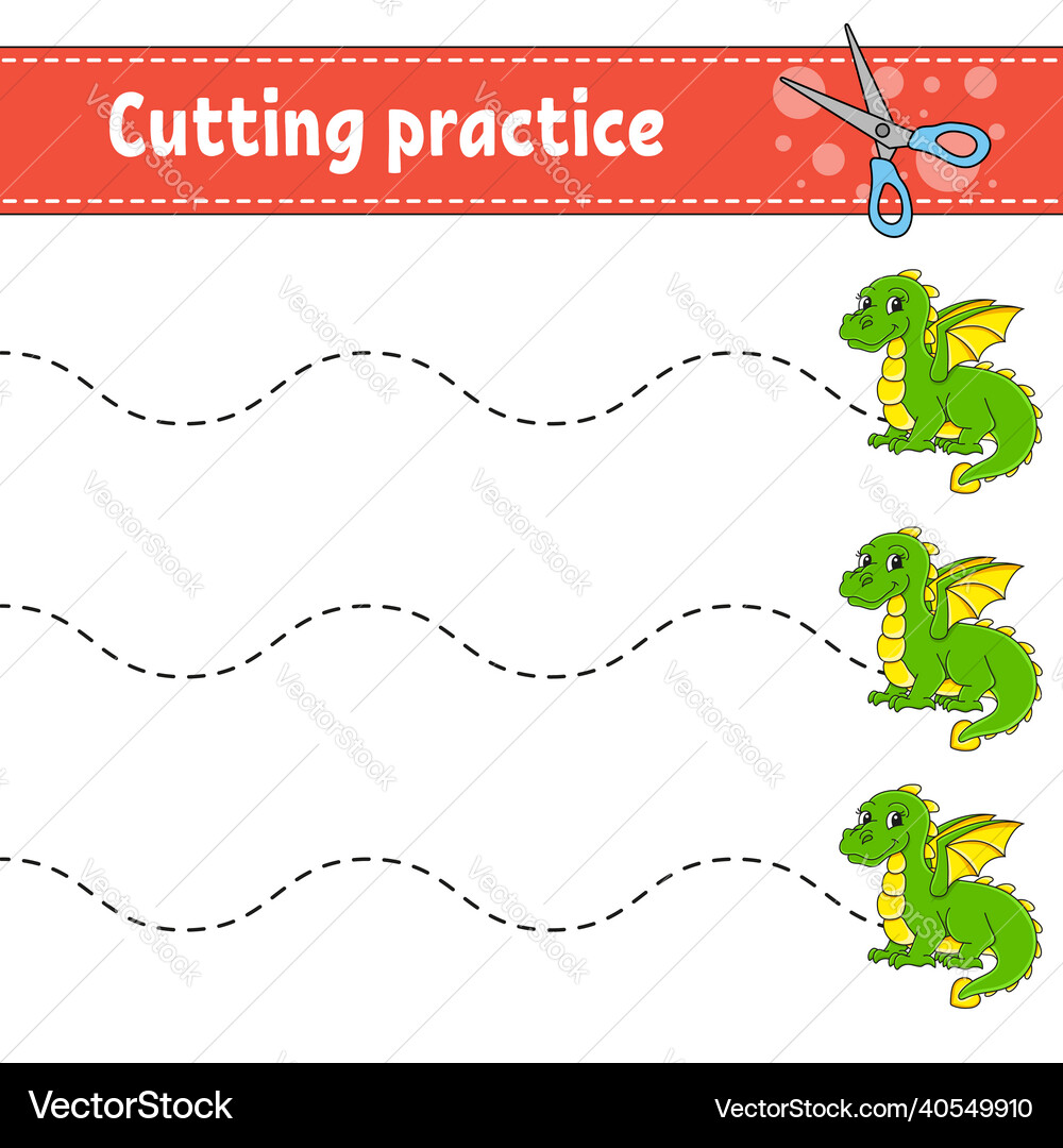 Cutting practice for kids fairytale theme Vector Image