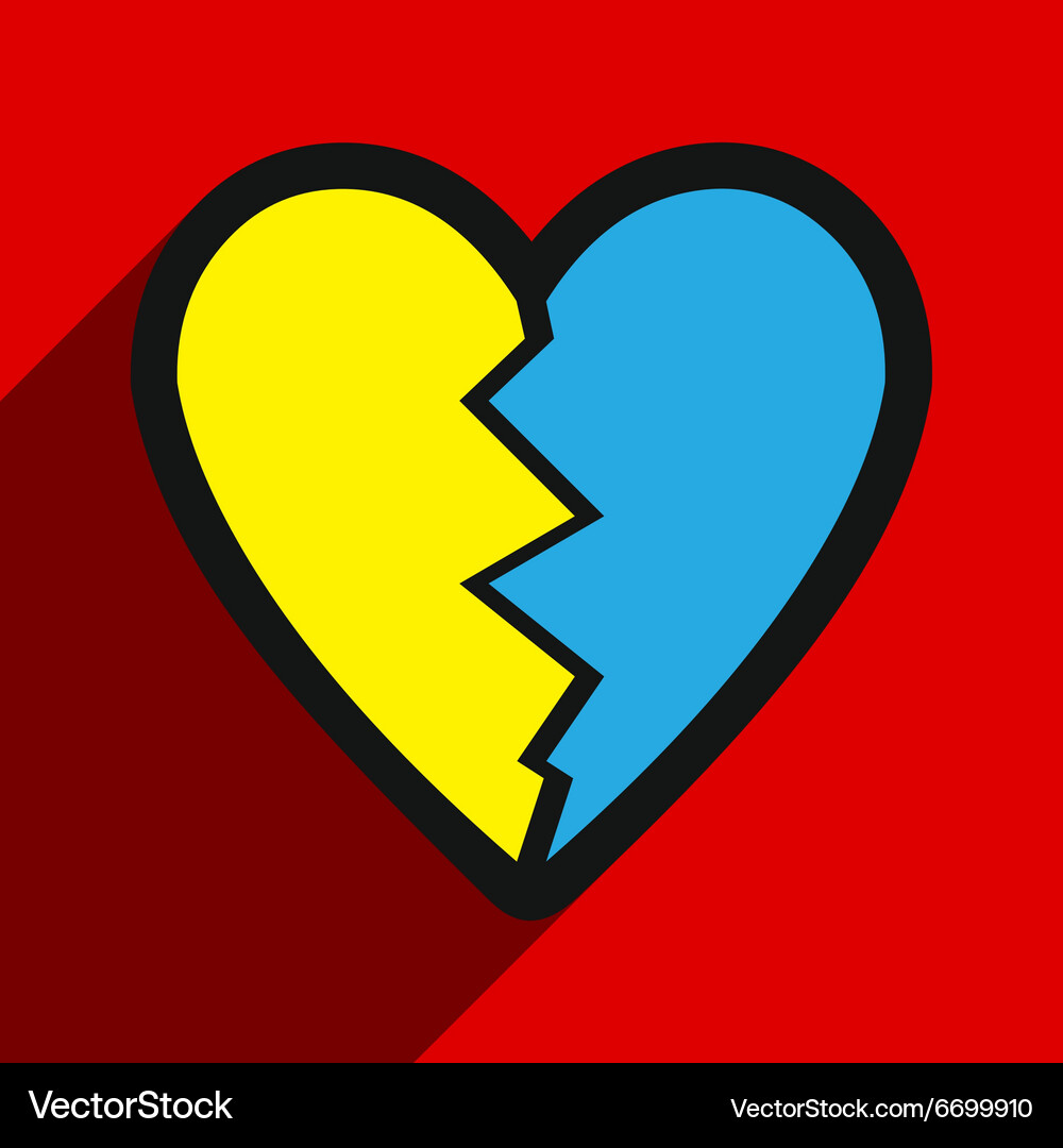 Flat with shadow Icon Heart broken pieces on Vector Image