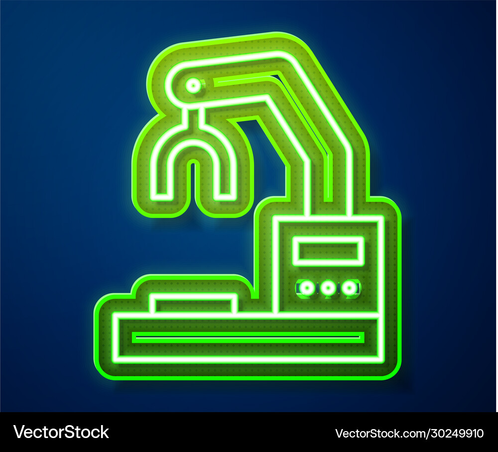 Glowing neon line industrial machine robotic robot