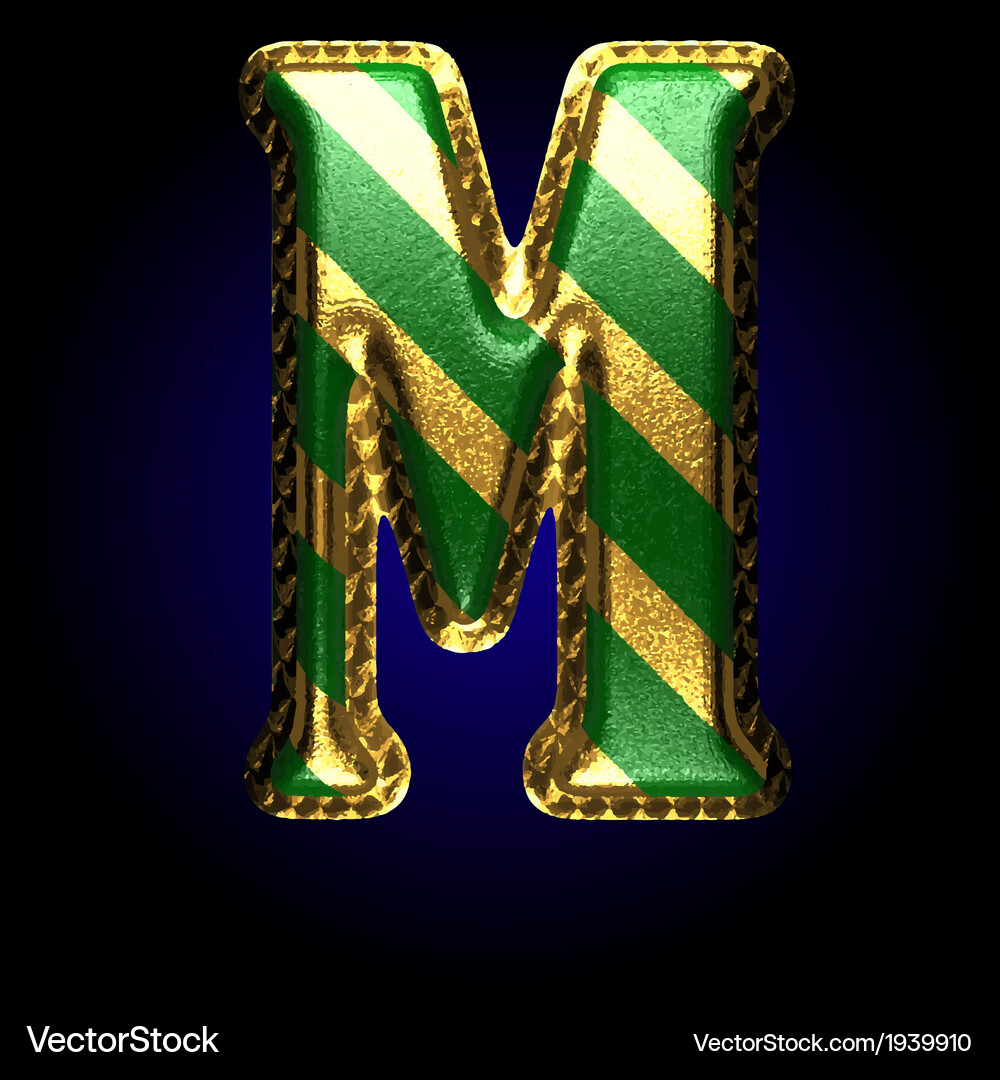 Golden and green letter m Royalty Free Vector Image