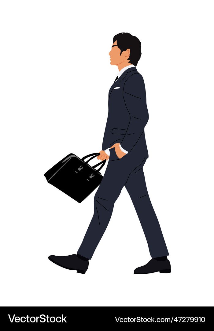 Handsome young business man walking side view Vector Image
