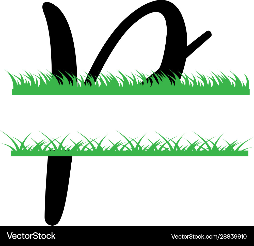 Initial p grass monogram split letter isolated Vector Image