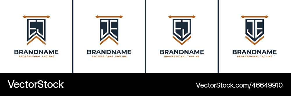 Letter ej and je pennant flag logo set represent Vector Image