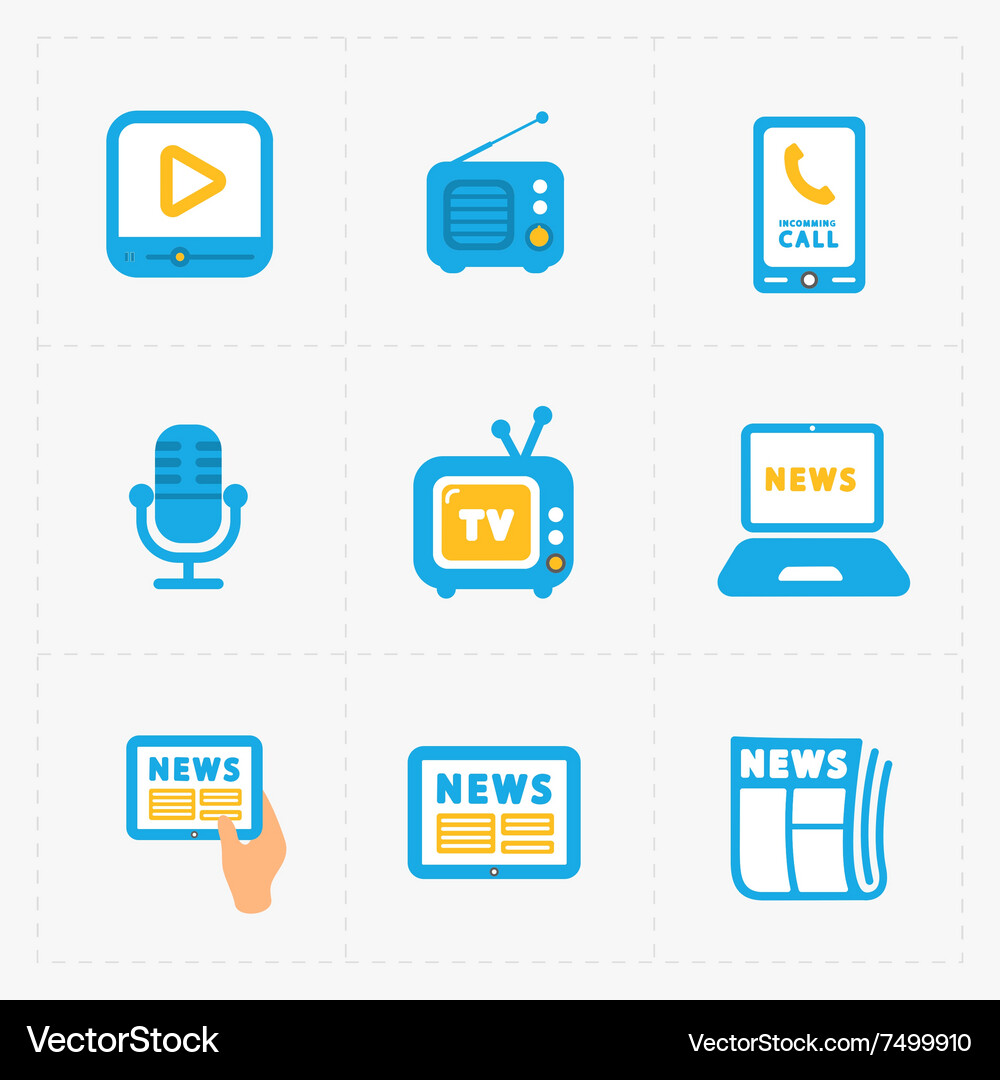 Media icons set on white background Royalty Free Vector