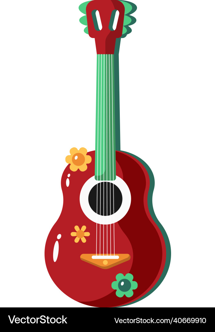 Red mexican guitar composition Royalty Free Vector Image