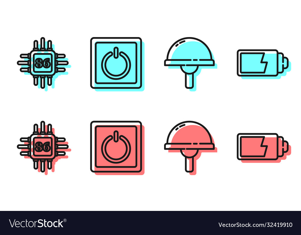 Set line light emitting diode processor Royalty Free Vector