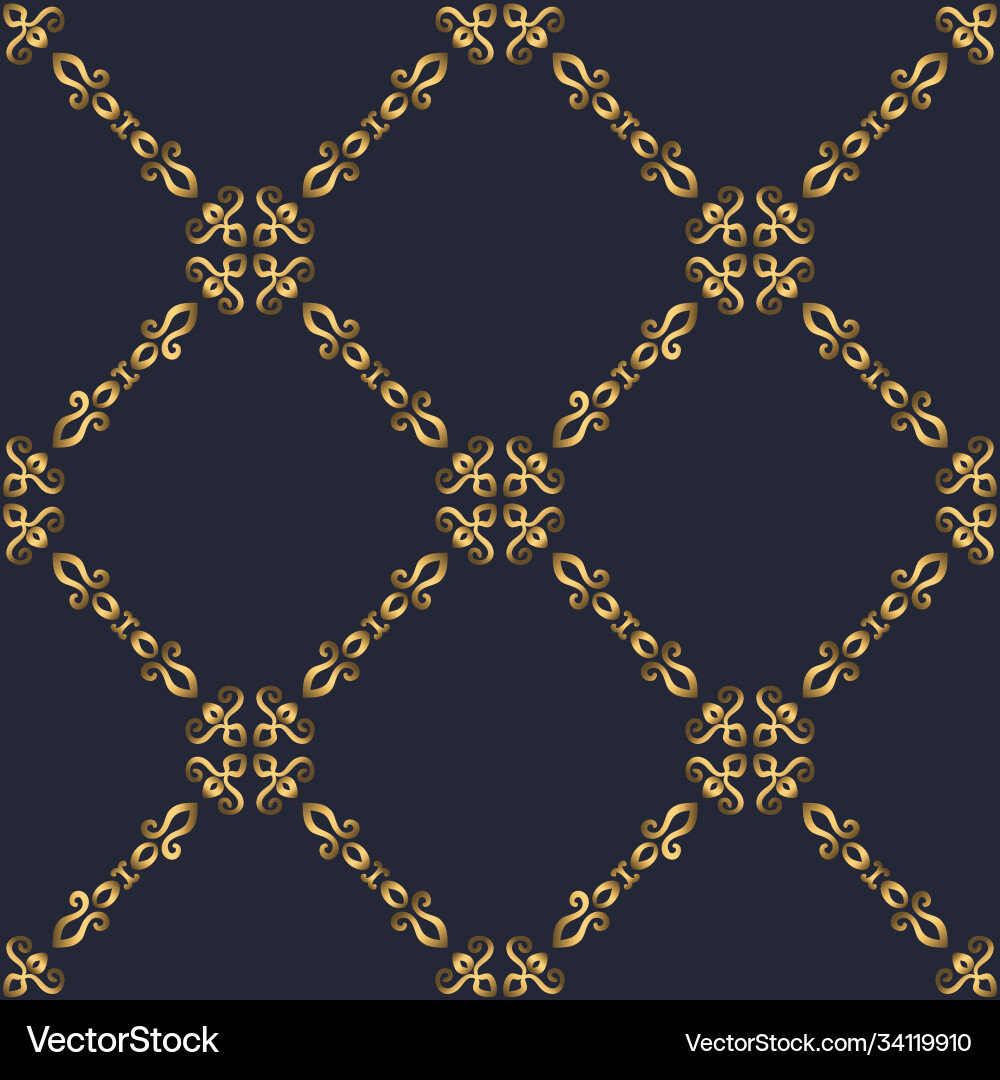 Swirl pattern seamless gold and navy blue Vector Image