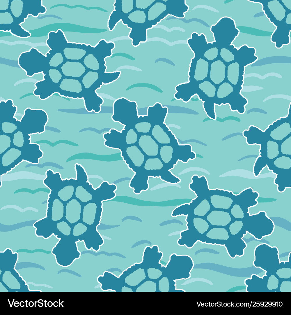 Top view swimming sea turtles pattern seamless Vector Image