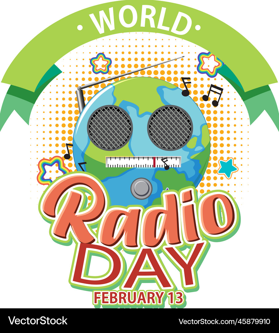 World radio day banner Royalty Free Vector Image