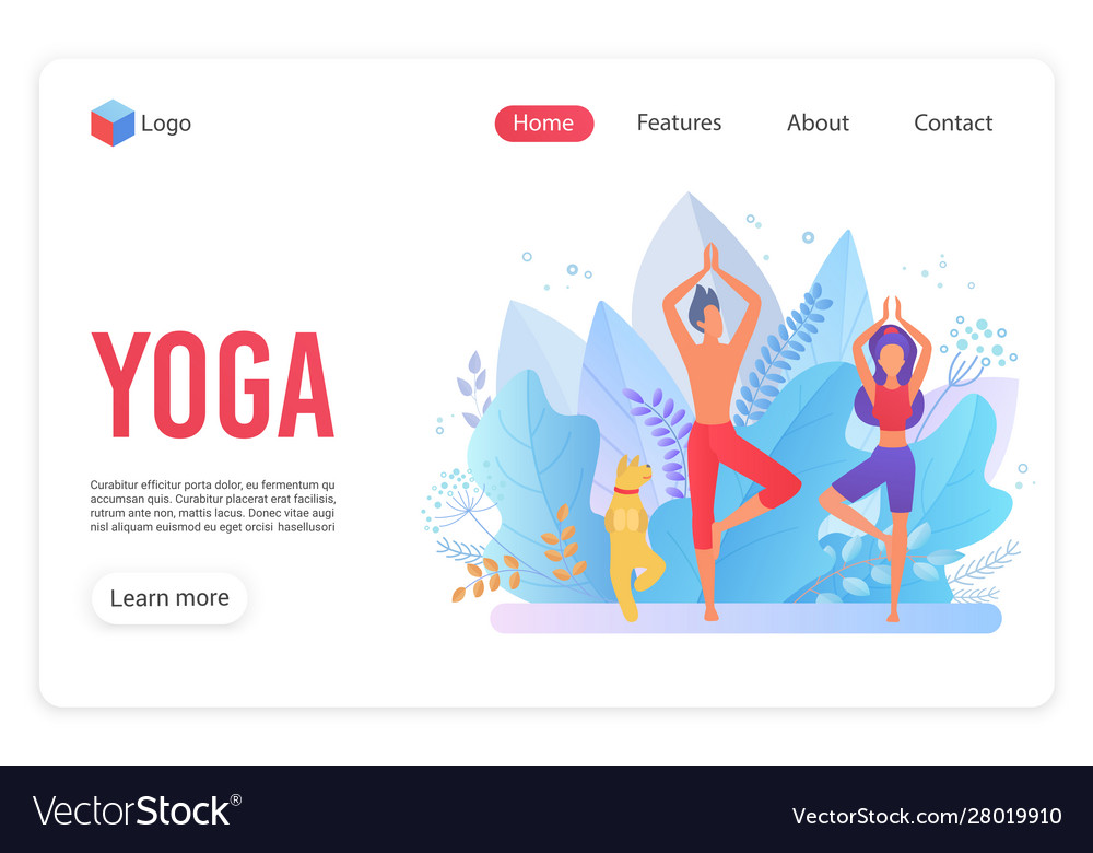 Yoga family classes flat landing page template Vector Image