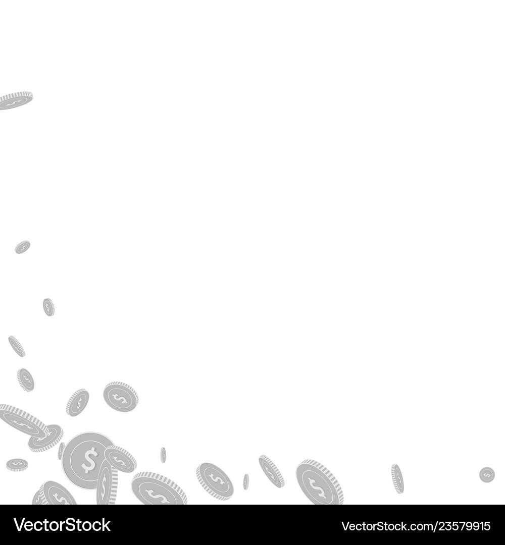 American dollar coins falling scattered black Vector Image