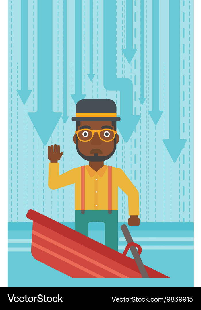 Businessman standing in sinking boat Royalty Free Vector