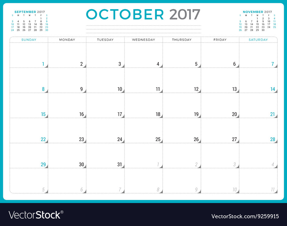 Calendar planner for 2017 year design template Vector Image