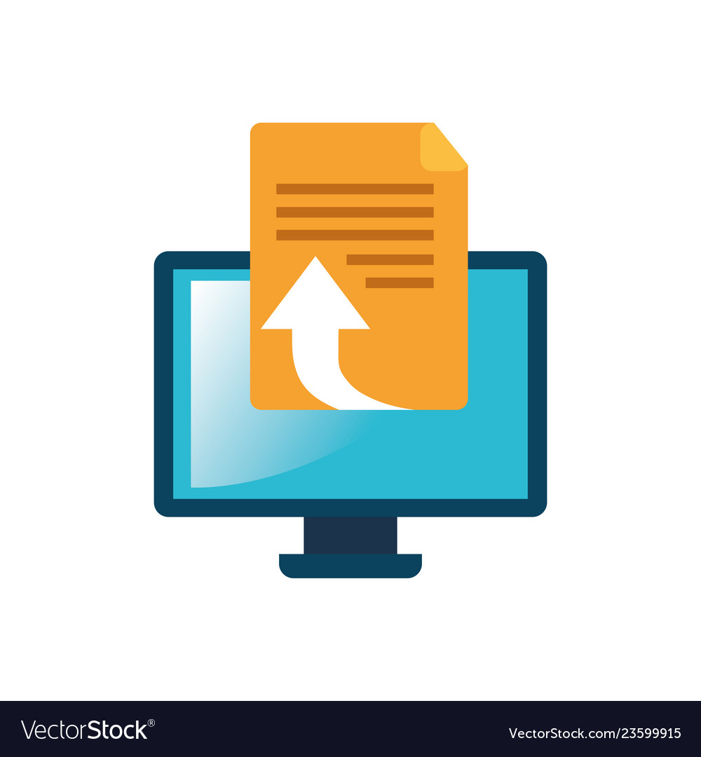 Computer screen with objects isolated icon Vector Image