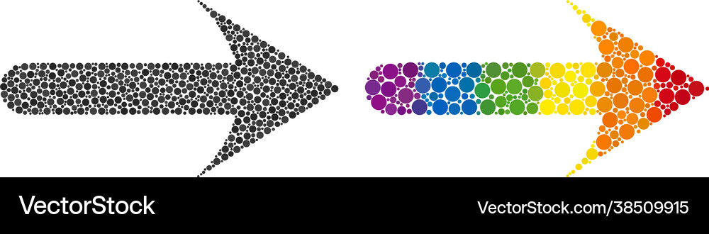 Dotted forward arrow mosaic icon spectrum Vector Image