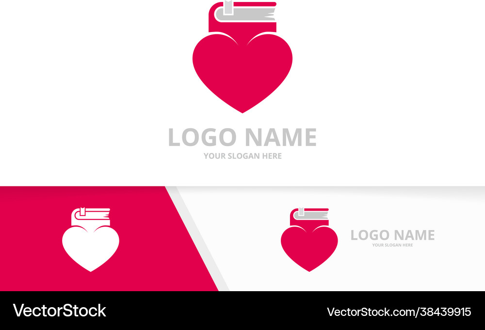 Heart and book logo combination unique Royalty Free Vector