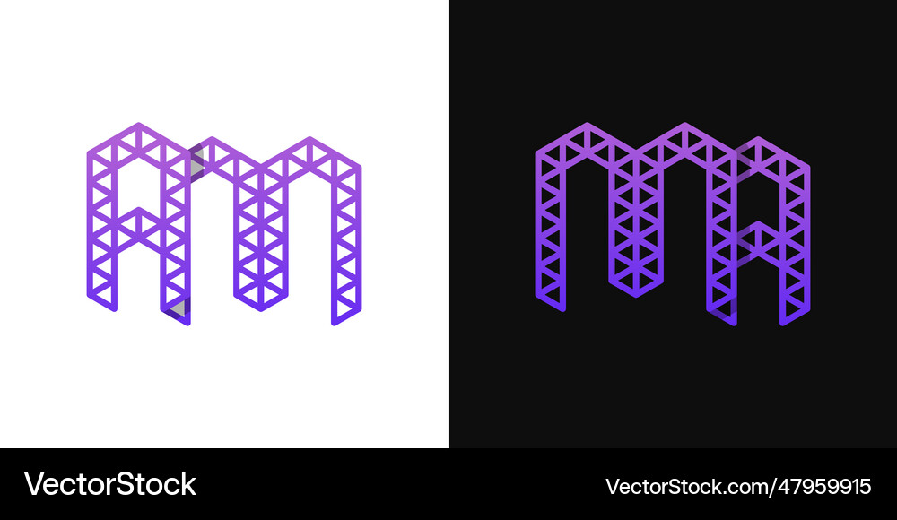 Letters am and ma polygon logo set suitable Vector Image