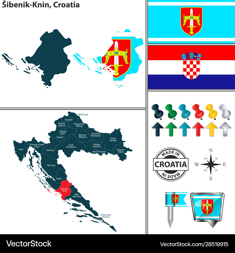 Map sibenik knin croatia Royalty Free Vector Image