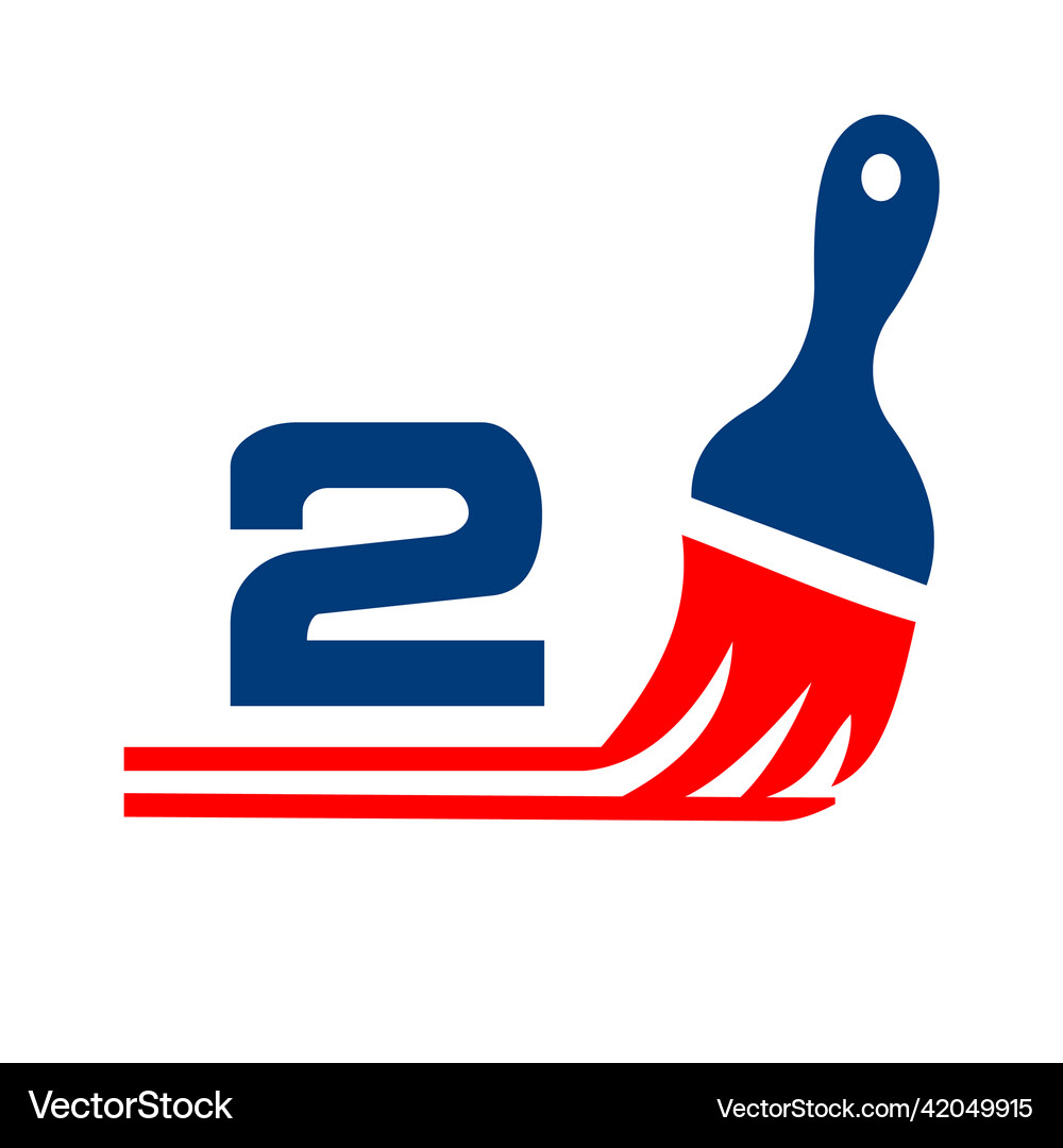 Paint logo on letter 2 sign brush element Vector Image