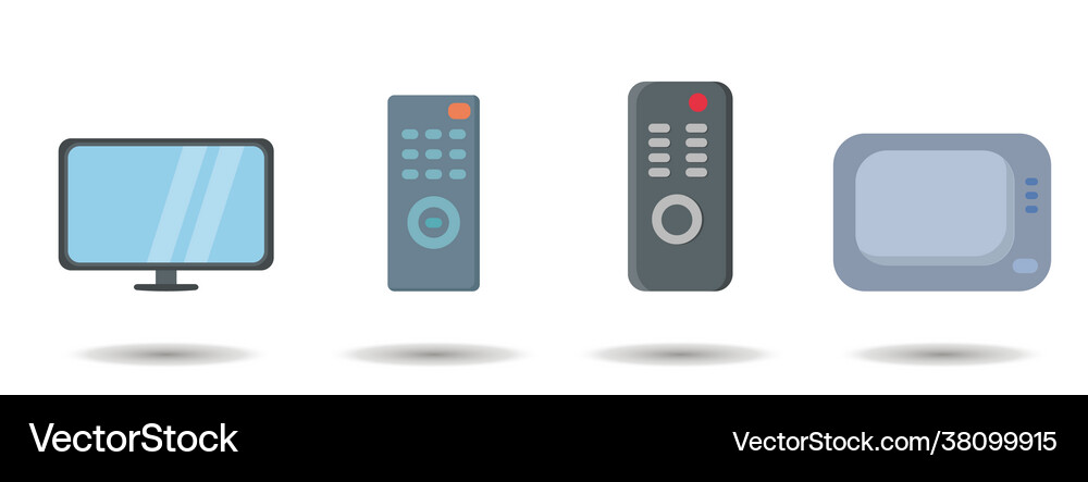 Remote control and tv clip art set control Vector Image