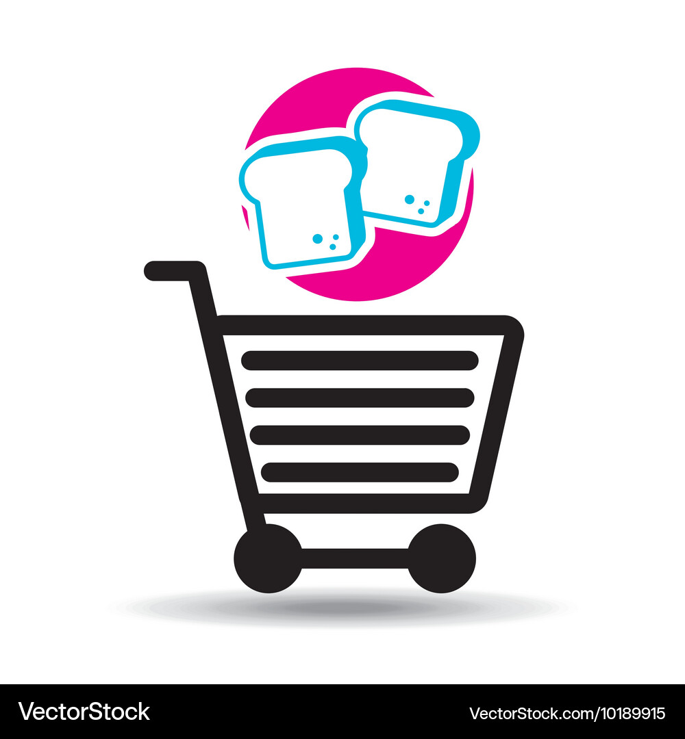 Shopping cart with chopped bread Royalty Free Vector Image