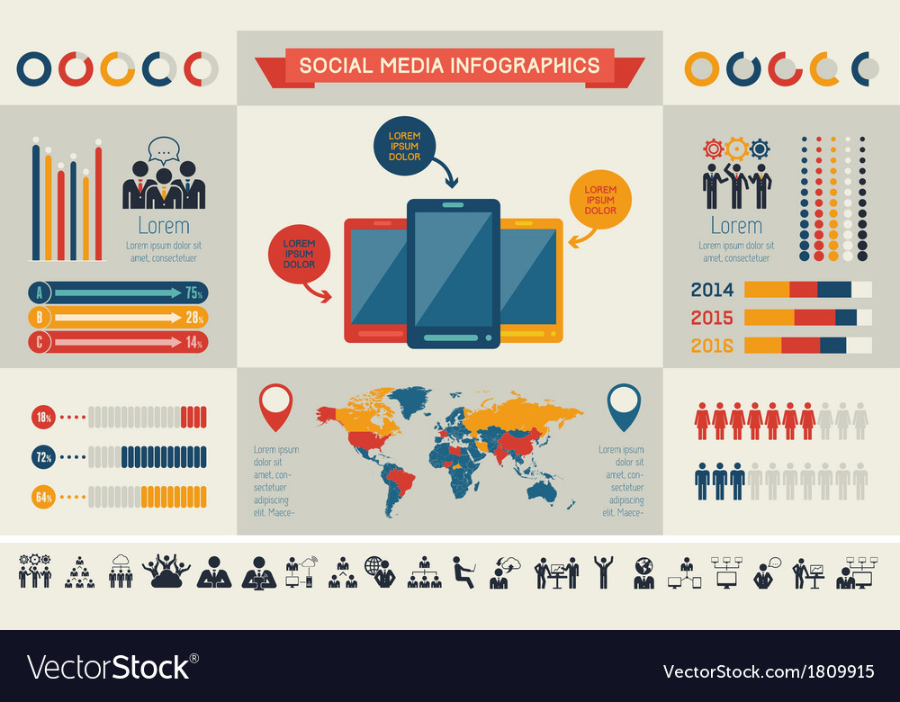 Social Media Infographic Template Royalty Free Vector Image