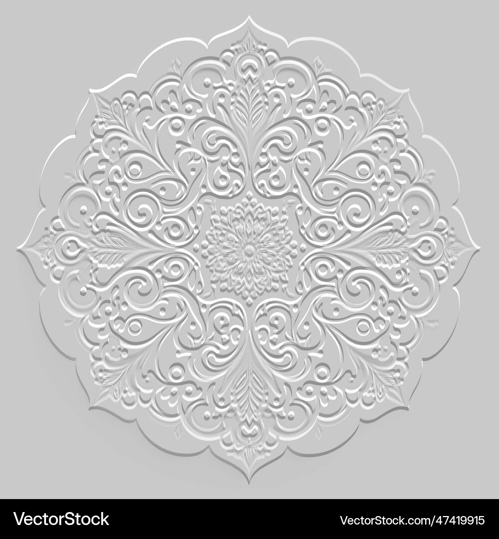 Textured vintage emboss 3d lines round damask Vector Image