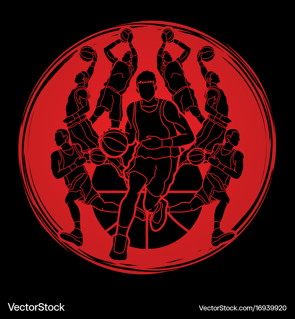 Basketball team player dunking dripping ball Vector Image