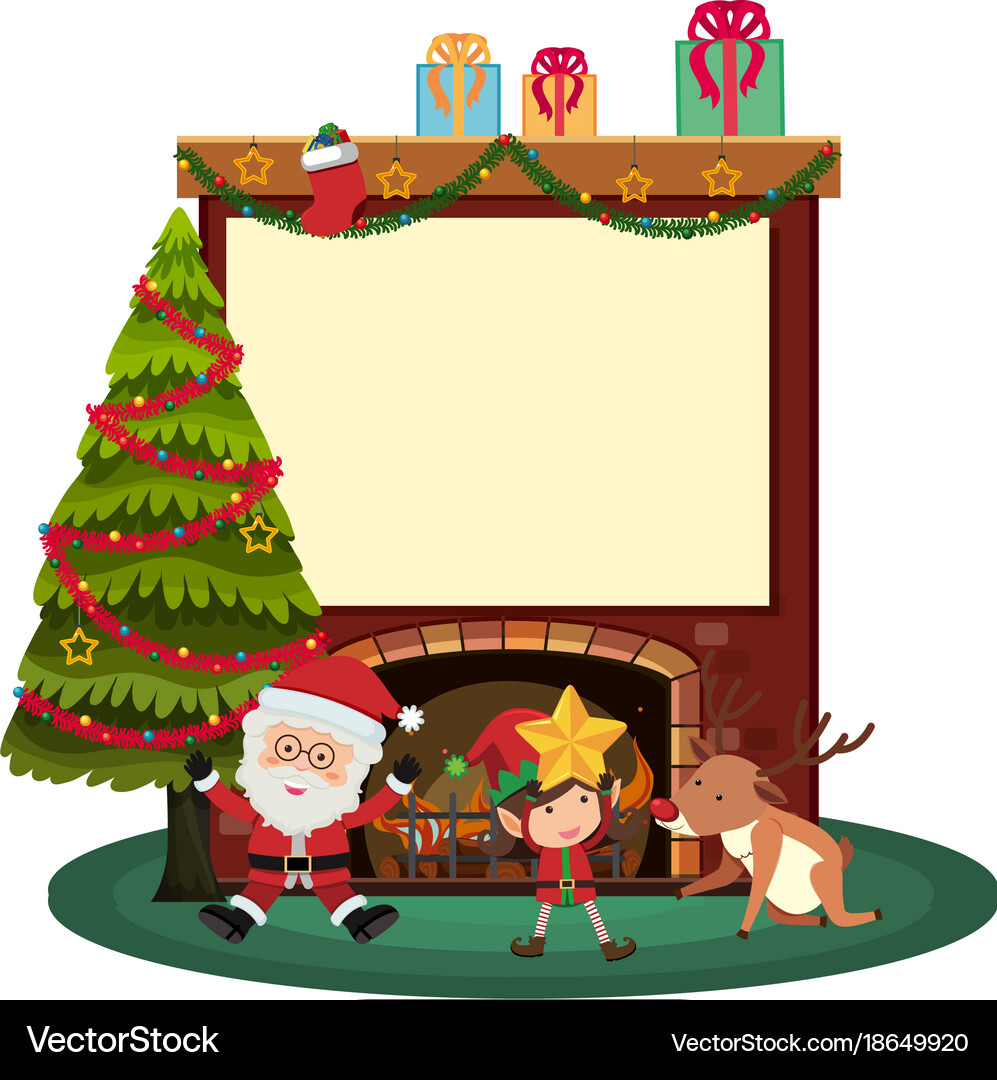 Border template with santa and elf the Royalty Free Vector