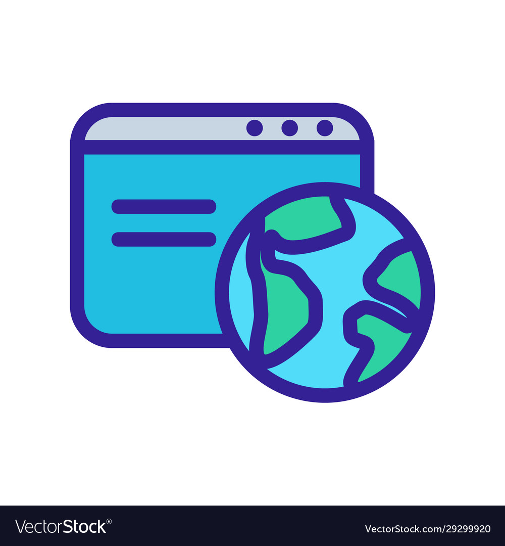 Browser planet icon isolated contour Royalty Free Vector