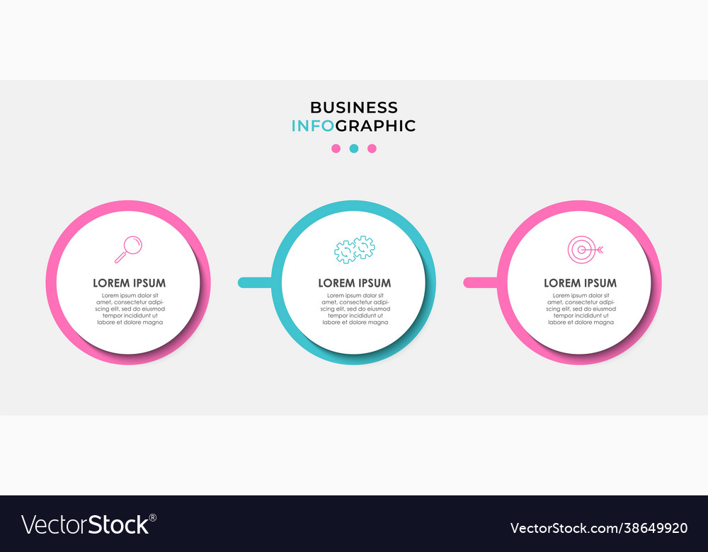 Business infographics presentation with 3 steps Vector Image