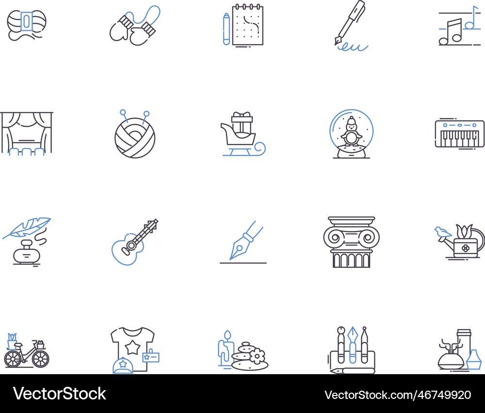 Creativity outline icons collection inventive Vector Image