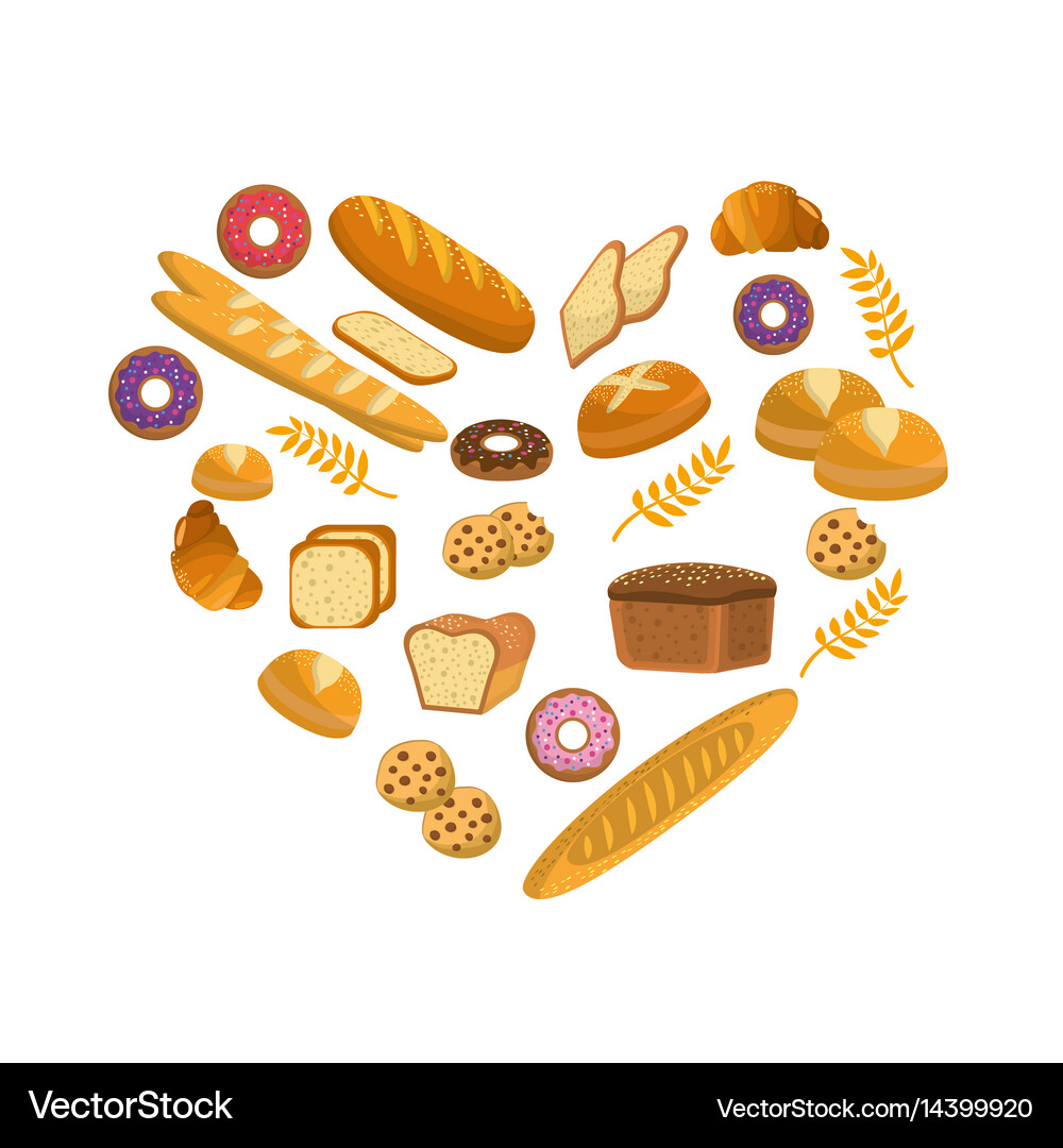 Delicious breads donuts and cookies bakery Vector Image