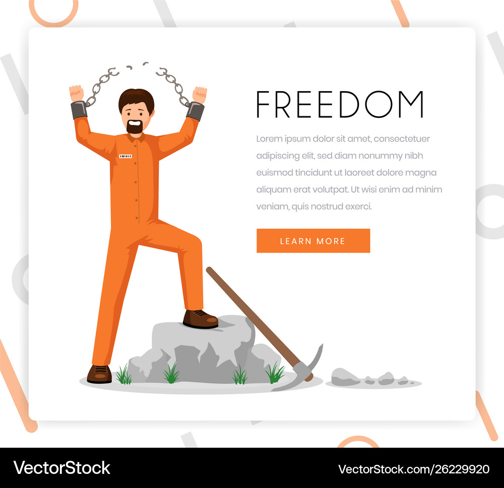 Freedom fighter landing page template Royalty Free Vector