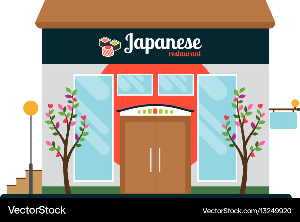 Japanese food restaurant front Royalty Free Vector Image