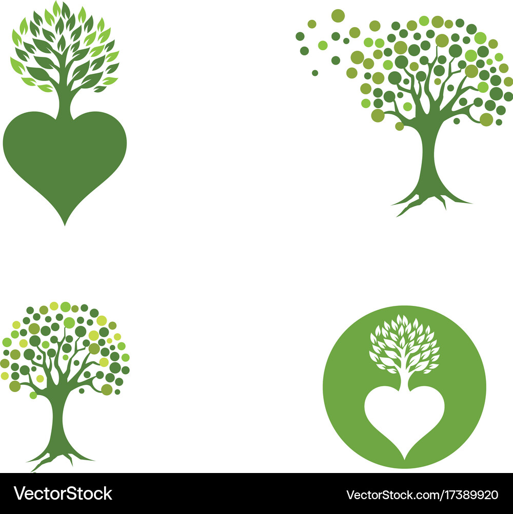 Logos of green tree leaf ecology Royalty Free Vector Image